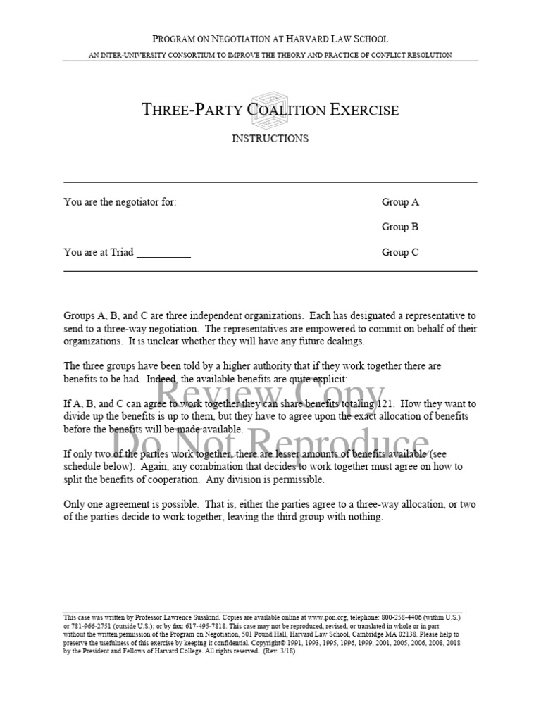 Three Party Coalition Instructions | PDF | Negotiation