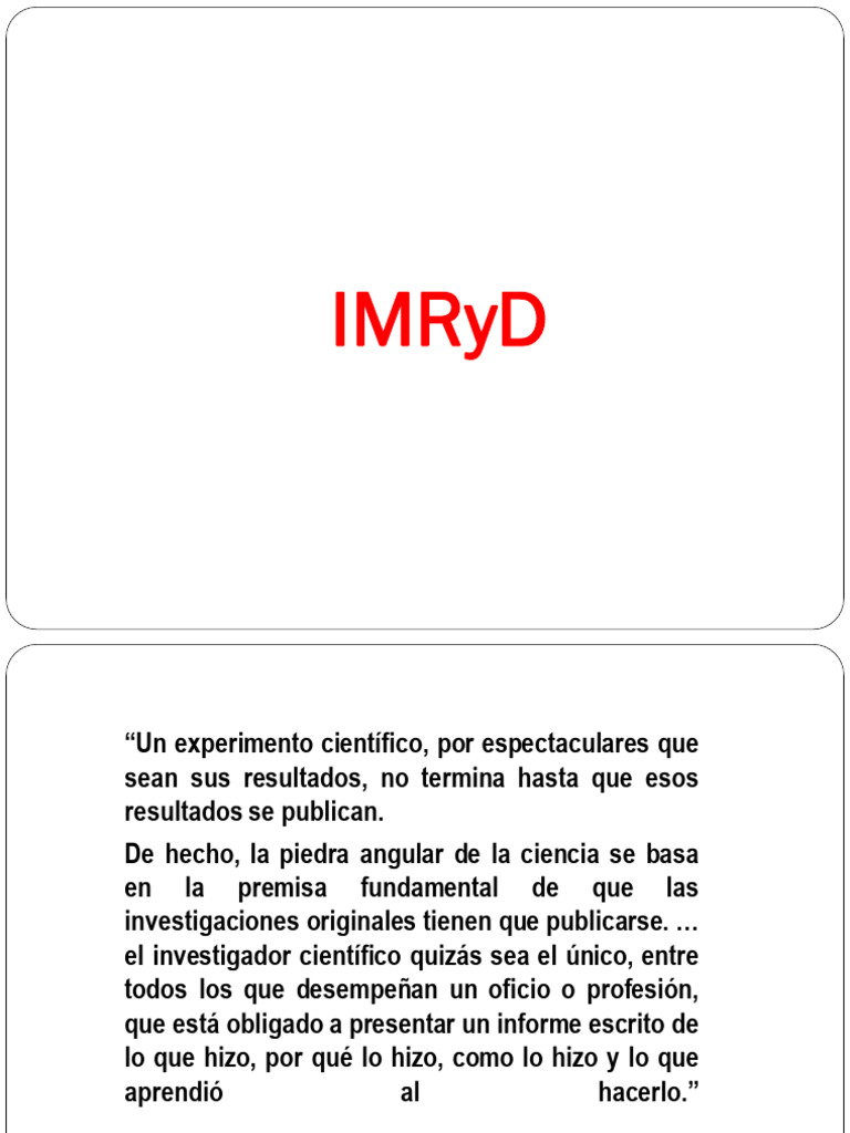 Guía sobre el formato IMRyD | PDF | Ciencias Sociales | Bibliografía