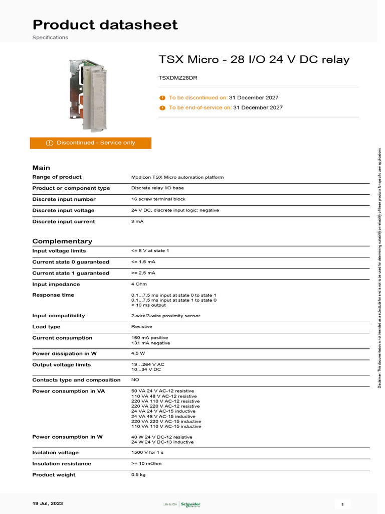 Modicon TSX Micro - TSXDMZ28DR | PDF | Programmable Logic Controller | Fuse (Electrical)