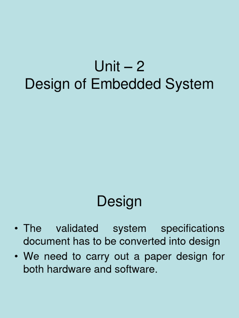 Unit 2-Design of Embedded System | PDF