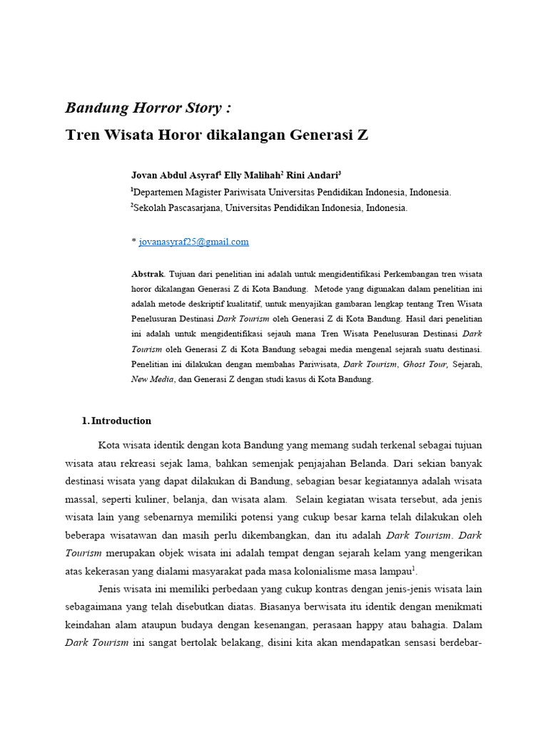 Contoh Draf Jurnal Pariwisata | PDF