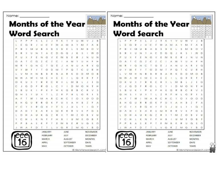 Sopa de Letras Meses de Año | PDF