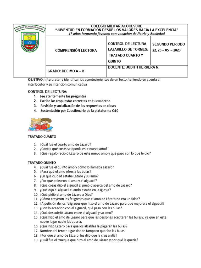 Tratado 4 y 5 Lazarillo de Tormes | PDF