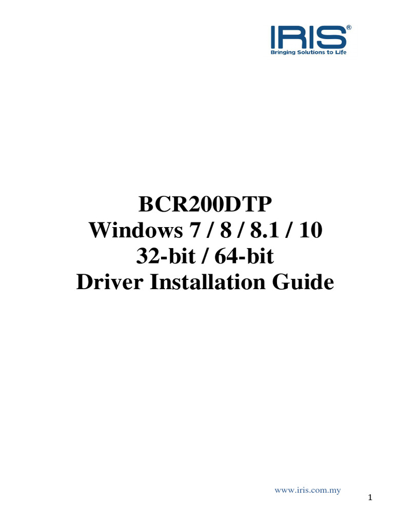 IRIS BCR200DTP Driver Installation Guide | PDF | Installation (Computer ...