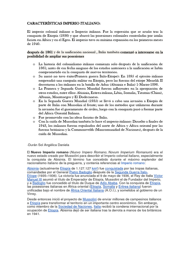 Historia del Imperio Colonial Italiano | PDF | Militar | Italia