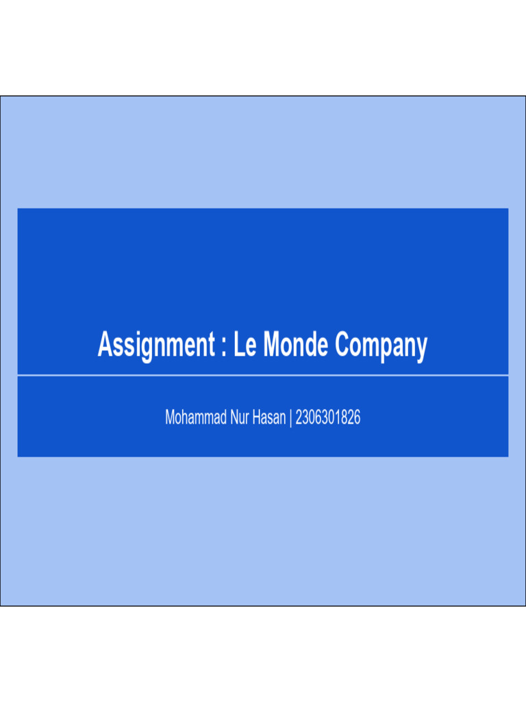 Assignment Le Monde Company | PDF