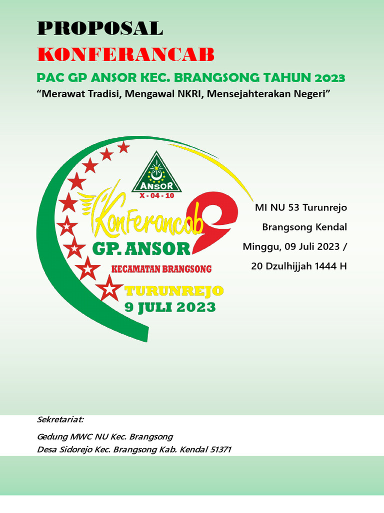PROPOSAL KONFERANCAB PAC GP ANSOR KEC. BRANGSONG 2023 Fix | PDF PROPOSAL KONFERANCAB PAC GP ANSOR KEC. BRANGSONG 2023 Fix | PDF