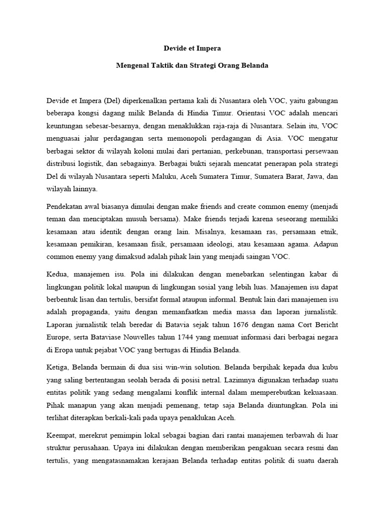 Devide Et Impera-Bahan Bacaan | PDF