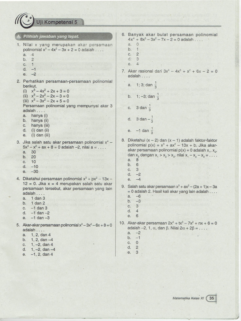 Soal Latihan Persamaan Polinomial | PDF