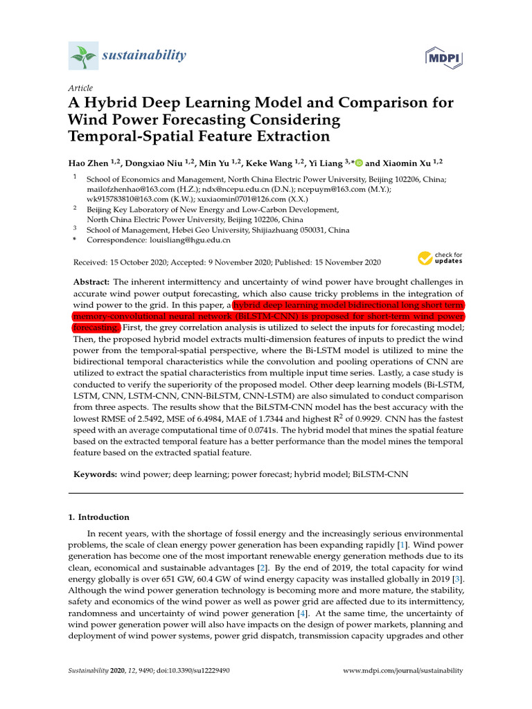 Zhen - A Hybrid Deep Learning Model and Comparison For Wind Power Forecasting Considering ...