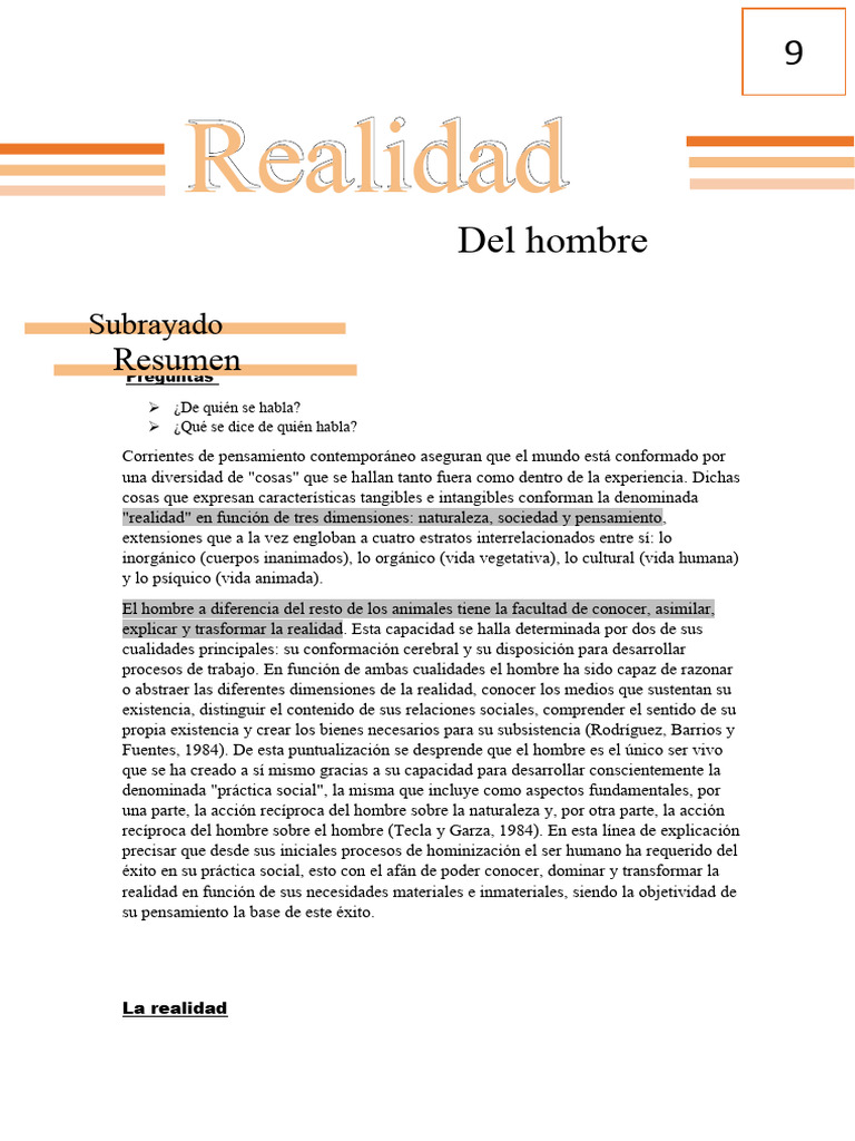 Dimensiones de la Realidad Humana | PDF | Pensamiento | Realidad
