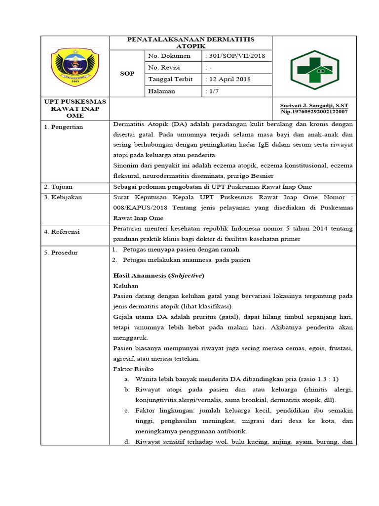 SOP DERMATITIS ATOPIK | PDF