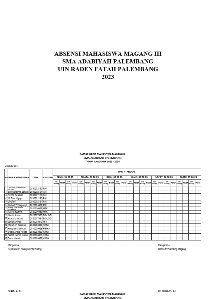 Absen Magang | PDF