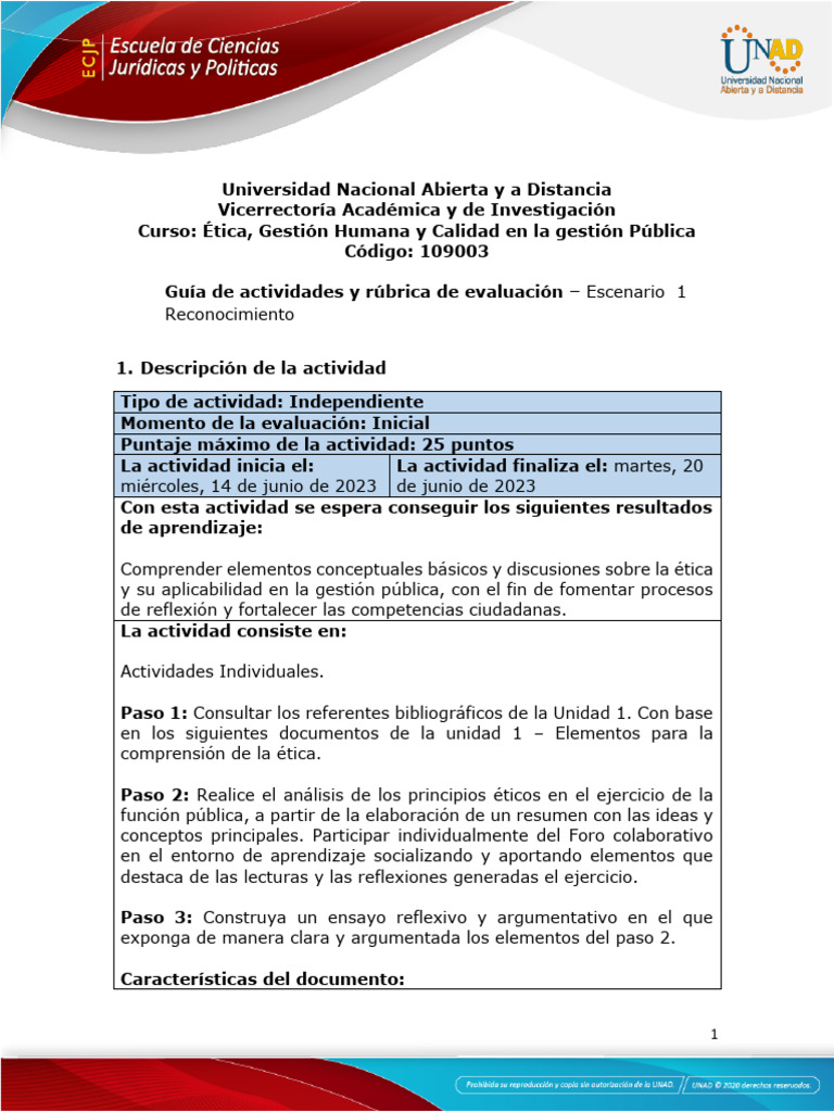 Guia - Unidad 1 - Escenario 1 - Reconocimiento | PDF