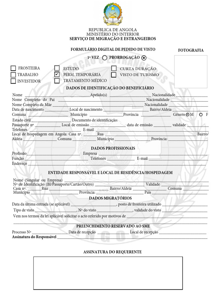 Formulario de Pedido de Vistos | PDF | Visto para viagem | Direito ... Formulario de Pedido de Vistos | PDF | Visto para viagem | Direito ...