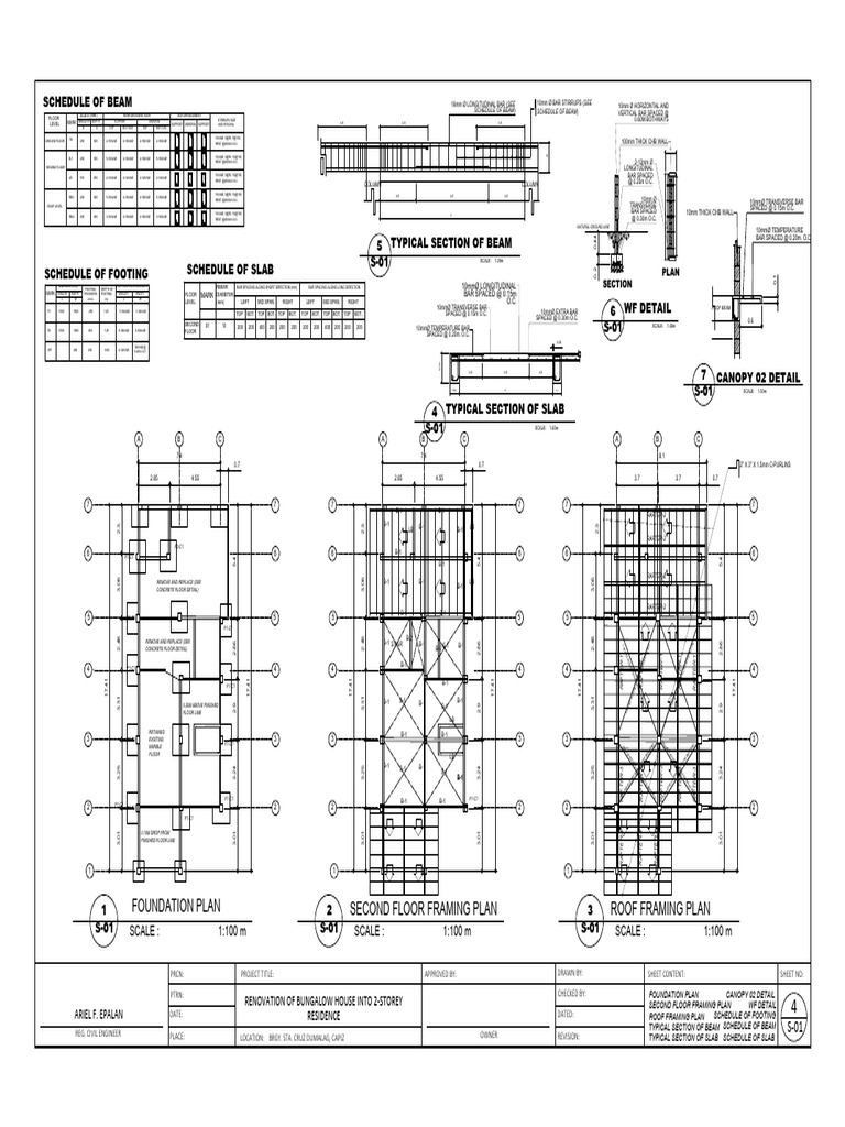 Schedule of Beam: Foundation Plan Second Floor Framing Plan Roof Framing Plan | PDF