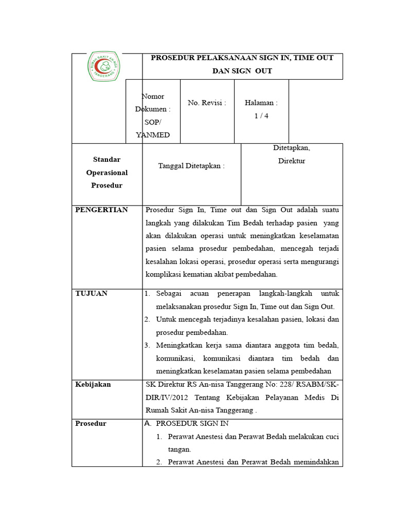 Spo Prosedur Pelaksanaan Sign in | PDF