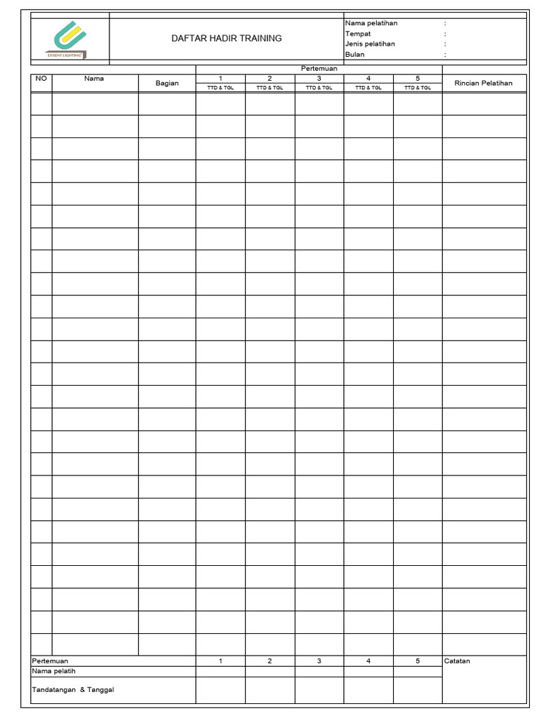 06 Daftar Hadir Training | PDF