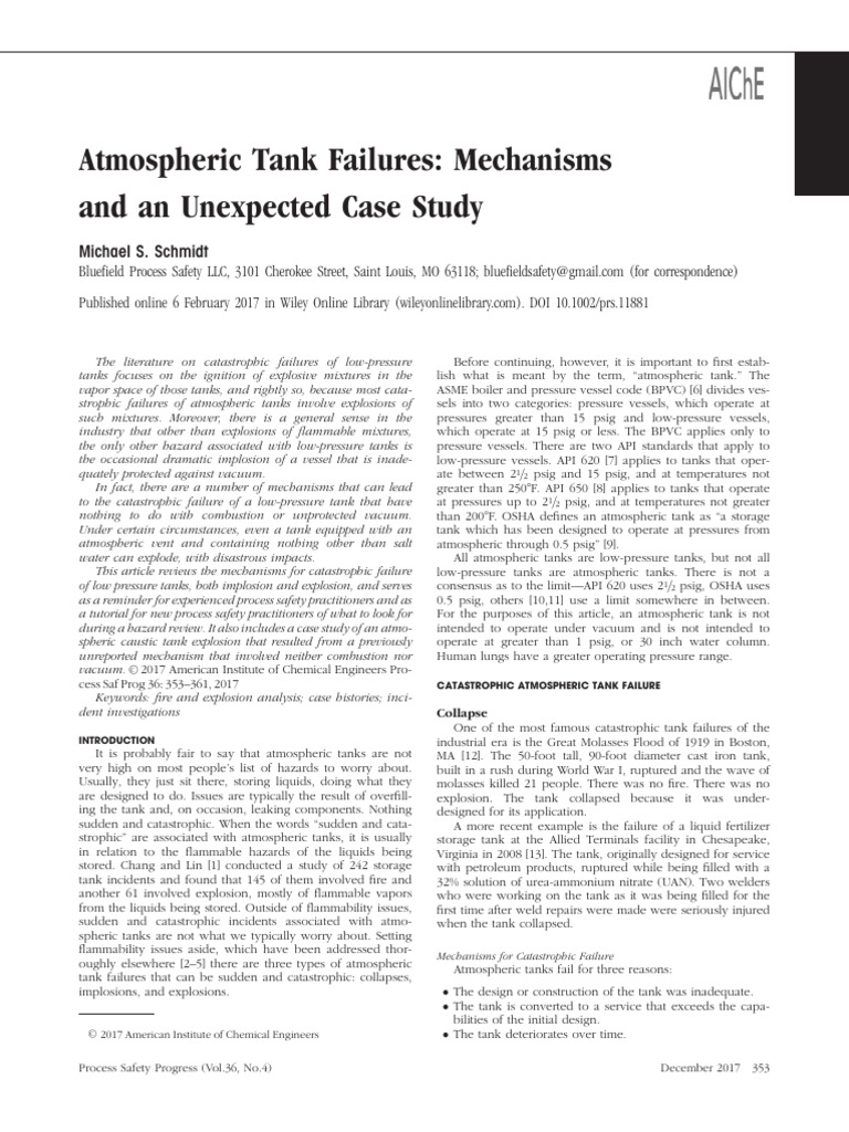 Atmospheric Tank Failures | PDF | Vacuum | Explosion