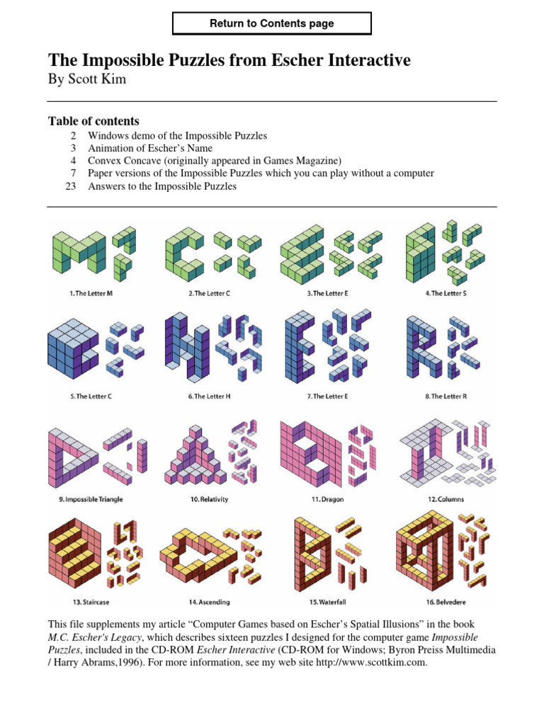 Impossible Escher Puzzles - Scott Kim | PDF | Books | Computing