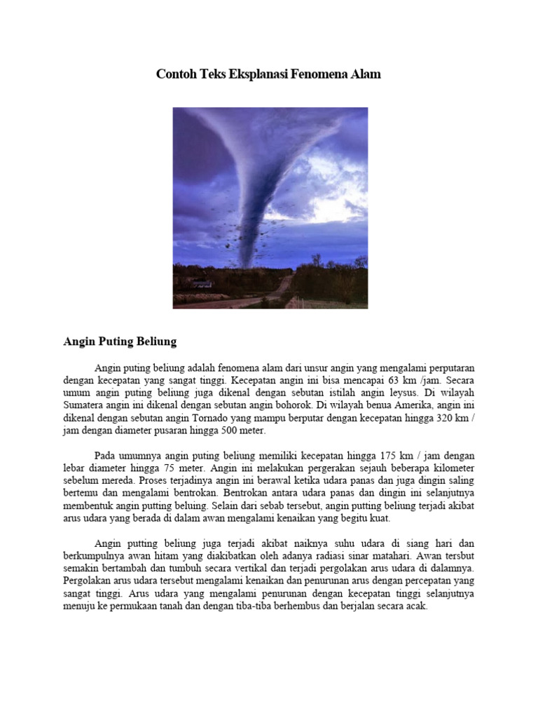 Contoh Teks Eksplanasi Fenomena Alam Rama | PDF