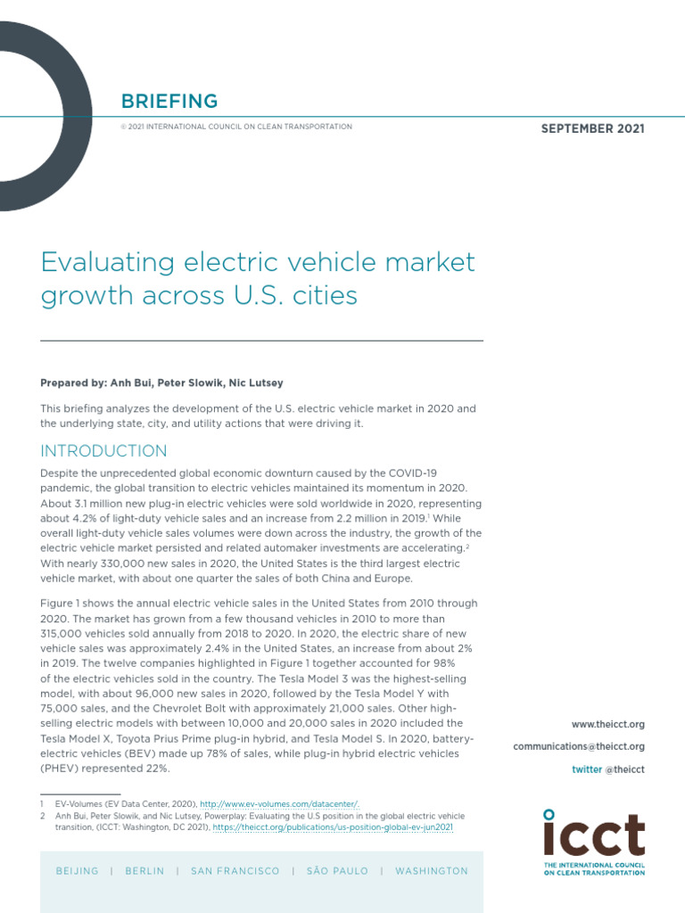 U.S. Electric Vehicle Market Growth 2020 | PDF | Plug In Hybrid ...