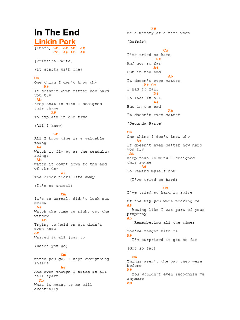 In The End - Linkin Park | PDF
