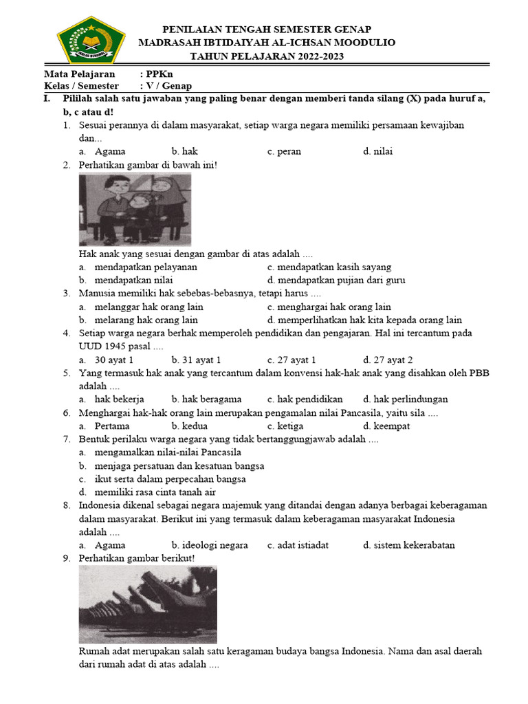 Soal PKN Kelas 5 Genap | PDF