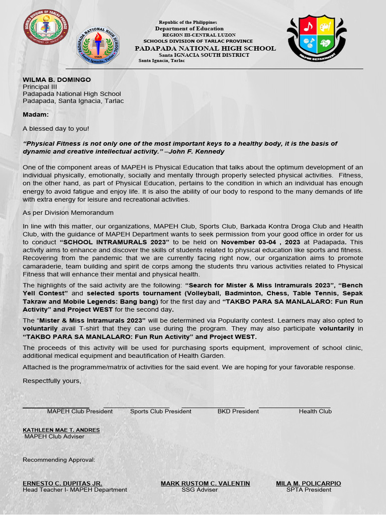 Approval Letter Mapeh 2022 | PDF