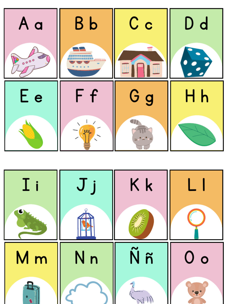 Tarjeta Educativas Del Abecedario Ilustradas Multicoloreses - 20230826 ...