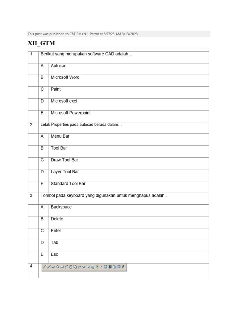 Format Soal - GTM XII | PDF | Seni
