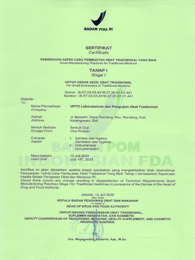 Sertifikat Cpotb 1 | PDF