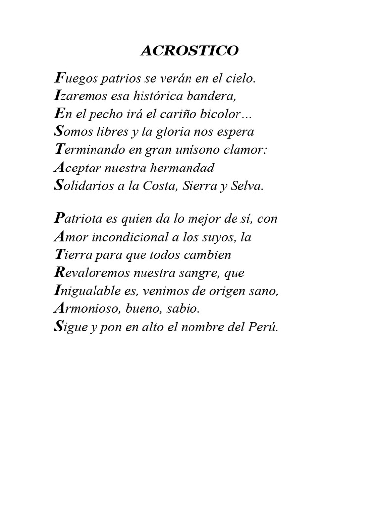 ACROSTICo Fiestas Patrias | PDF