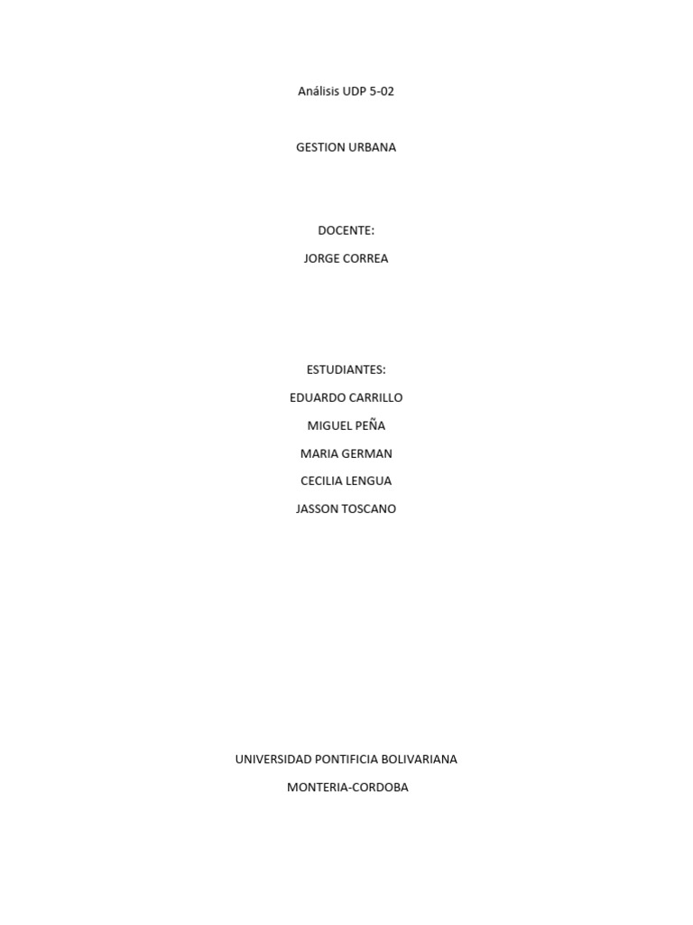 ANALISIS UDP 5-02 Monteria Cordoba | PDF
