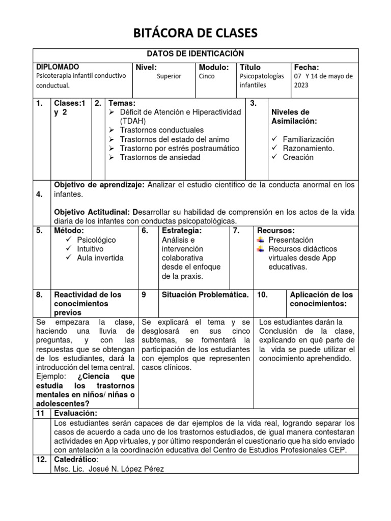 Bitácora de Clases, Modulo 5 | PDF