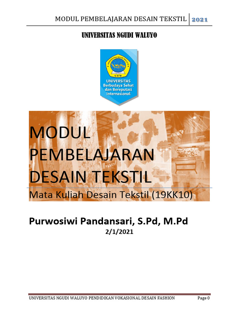 Modul Mata Kuliah Pembelajaran Desain Tekstil | PDF