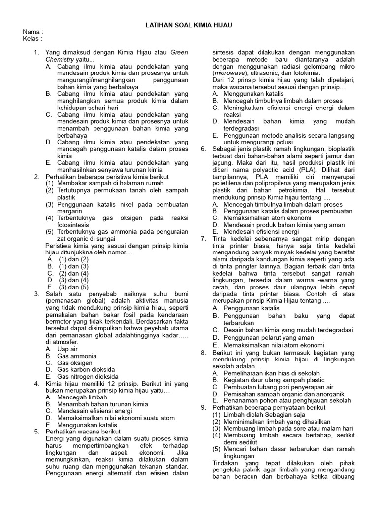 Latihan Soal Kimia Hijau | PDF