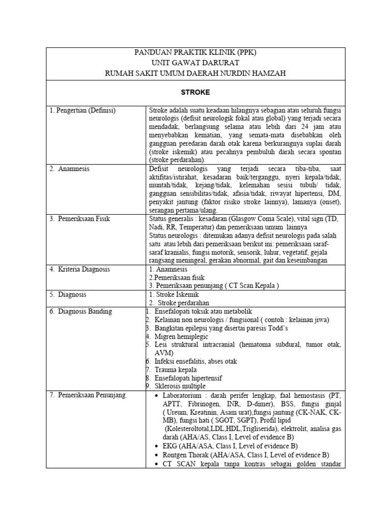 Panduan Praktik Klinik Stroke | PDF