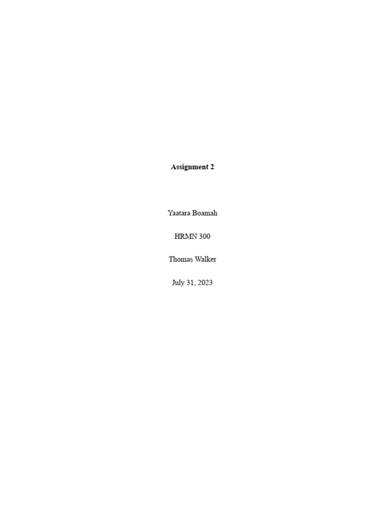 Assignment 2 HRMN 300 | PDF | Performance Appraisal | Trade Union Assignment 2 HRMN 300 | PDF | Performance Appraisal | Trade Union