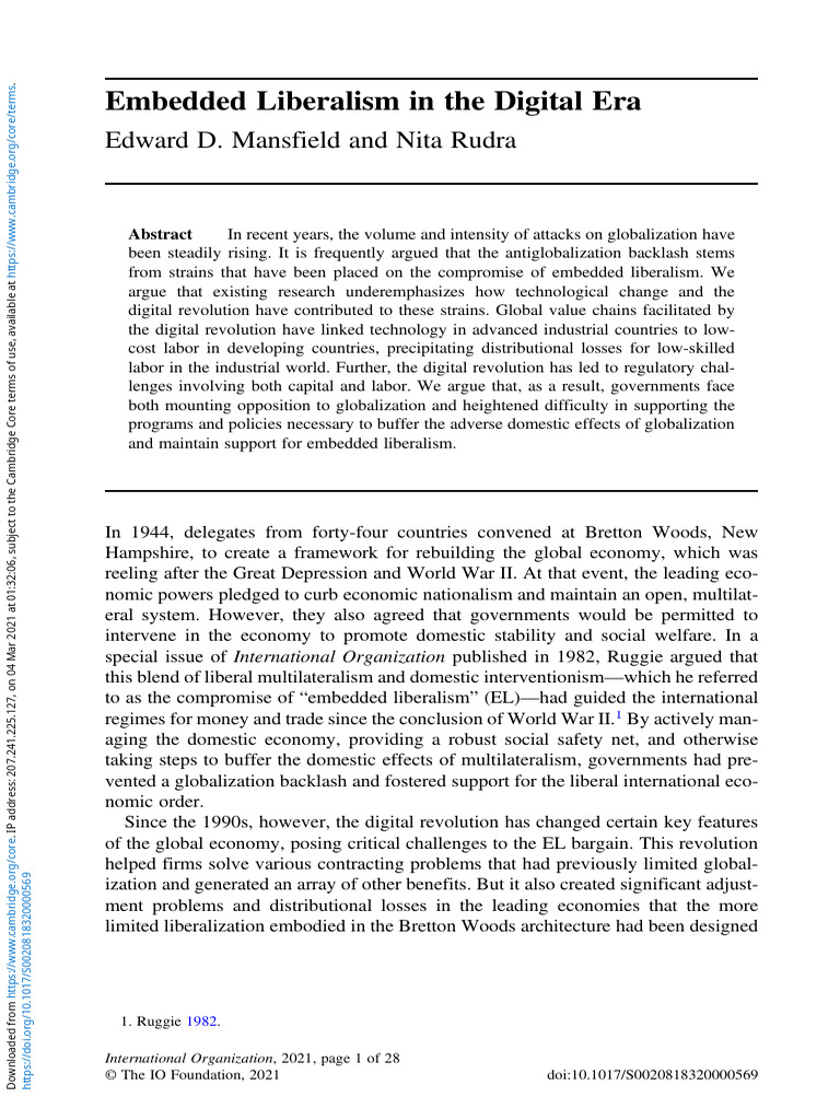 Div Class Title Embedded Liberalism in The Digital Era Div | PDF ...