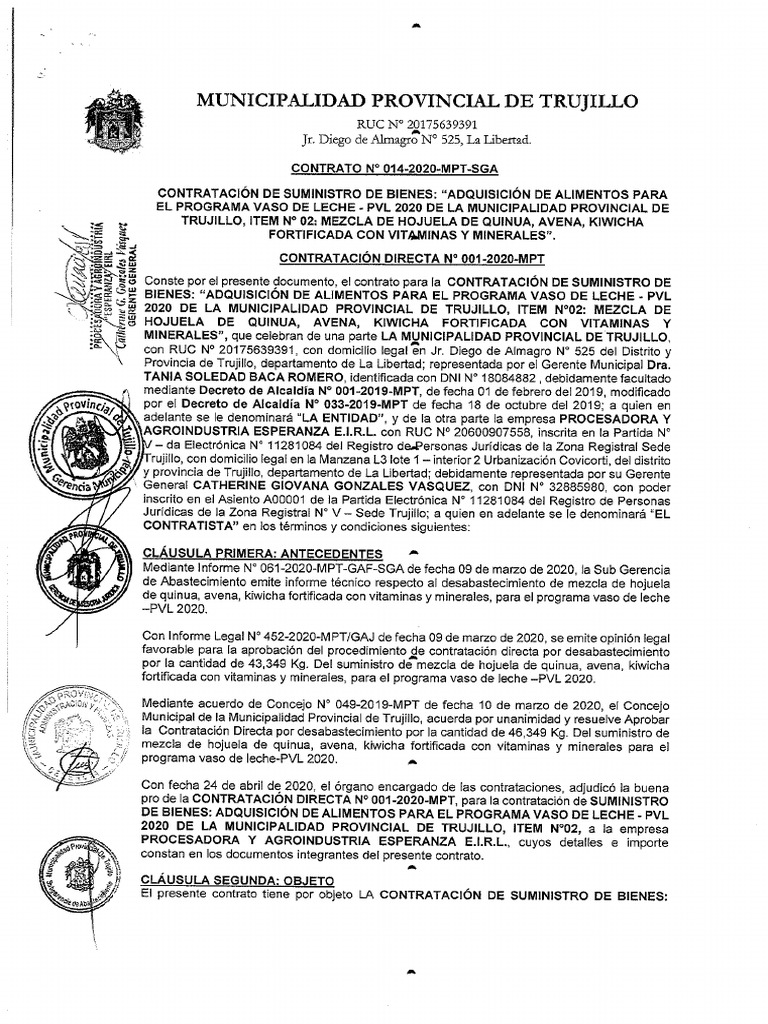 Contrato Muni Trujillo | PDF