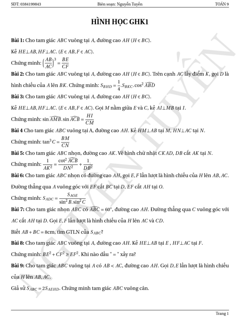 T NG H P Hình GHK 1 Toán 9 | PDF