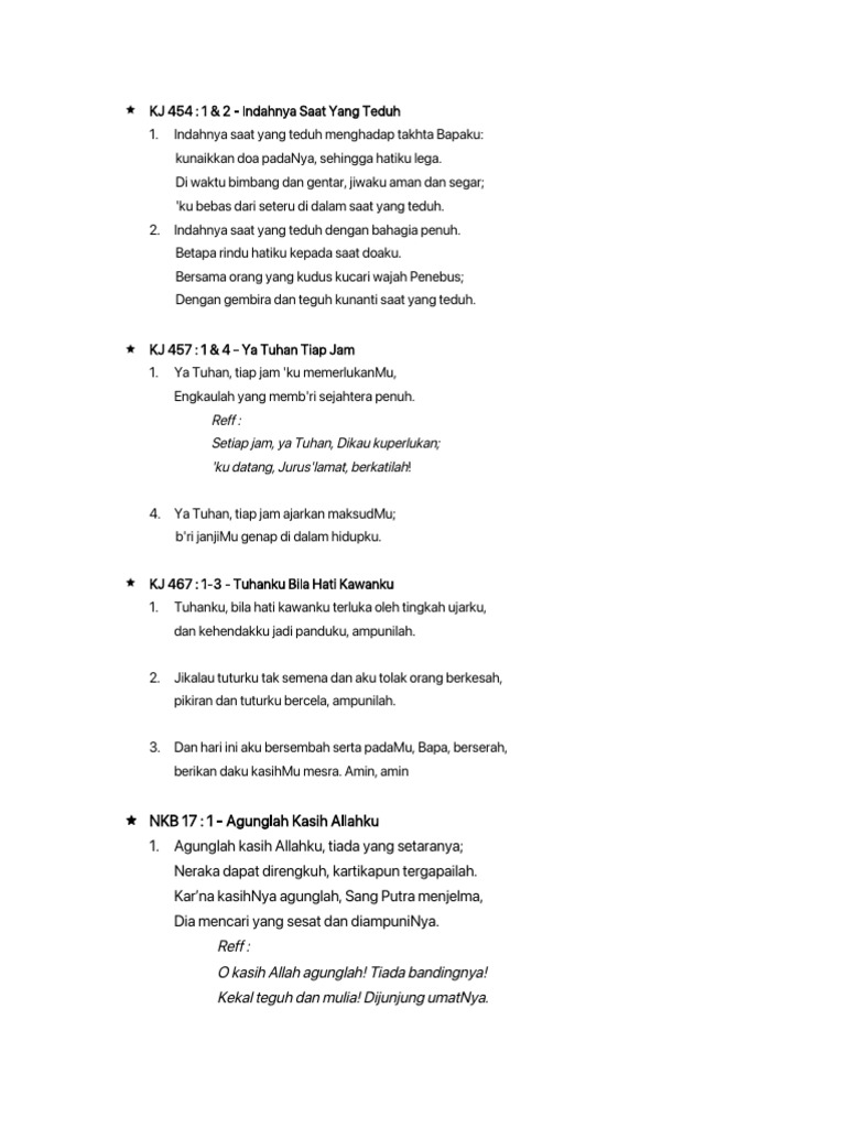 Lagu Campuran NKB Dan Kidung Jemaat | PDF