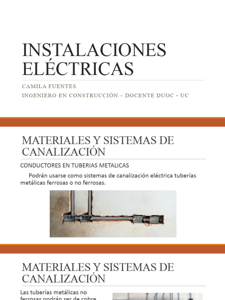 INSTALACIONES ELÉCTRICAS Clase 3 | PDF | Tubería (transporte de fluidos) | Materiales
