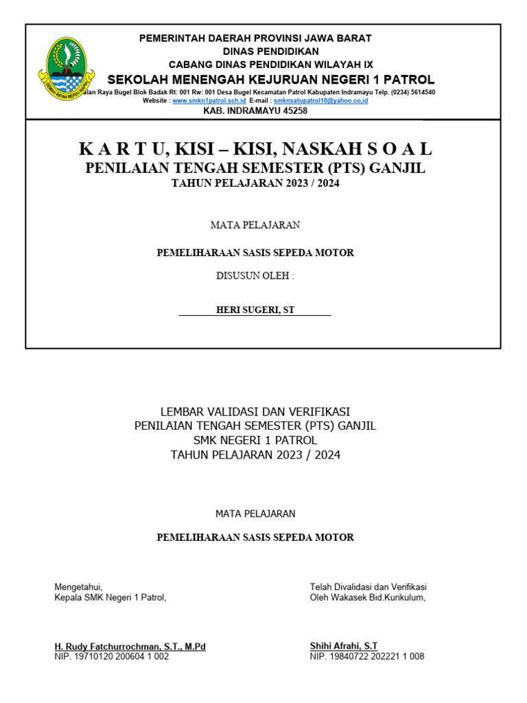 PTS Sasis Xii Ganjil - 074032 | PDF