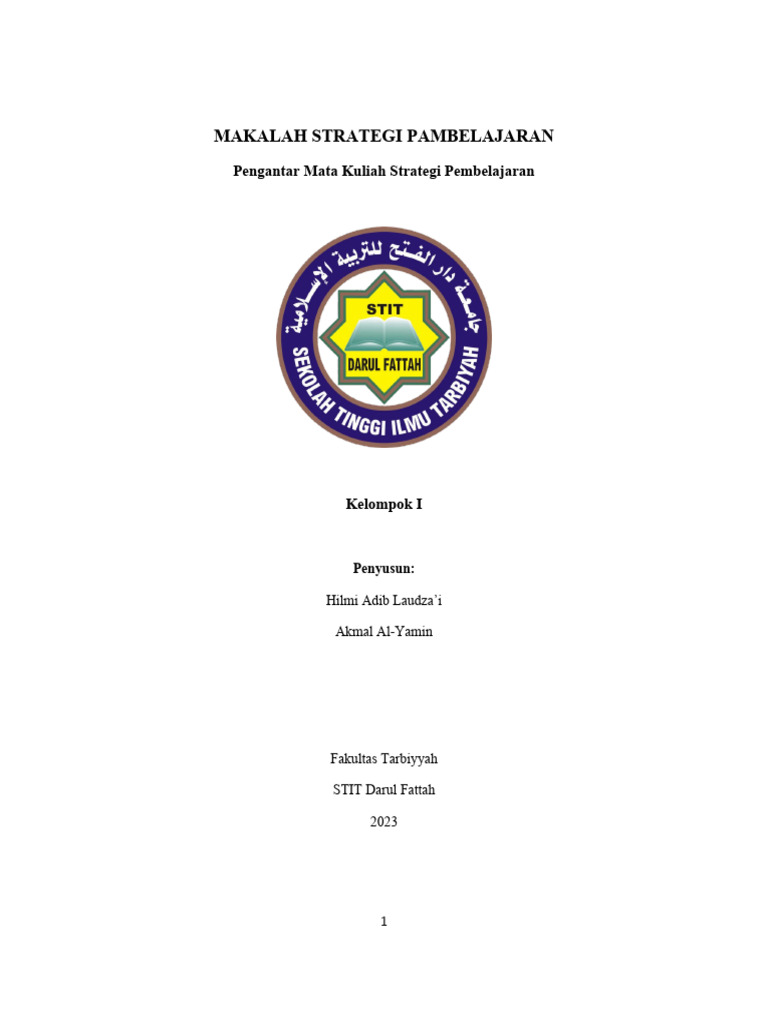 Makalah Strategi Pembelajaran | PDF