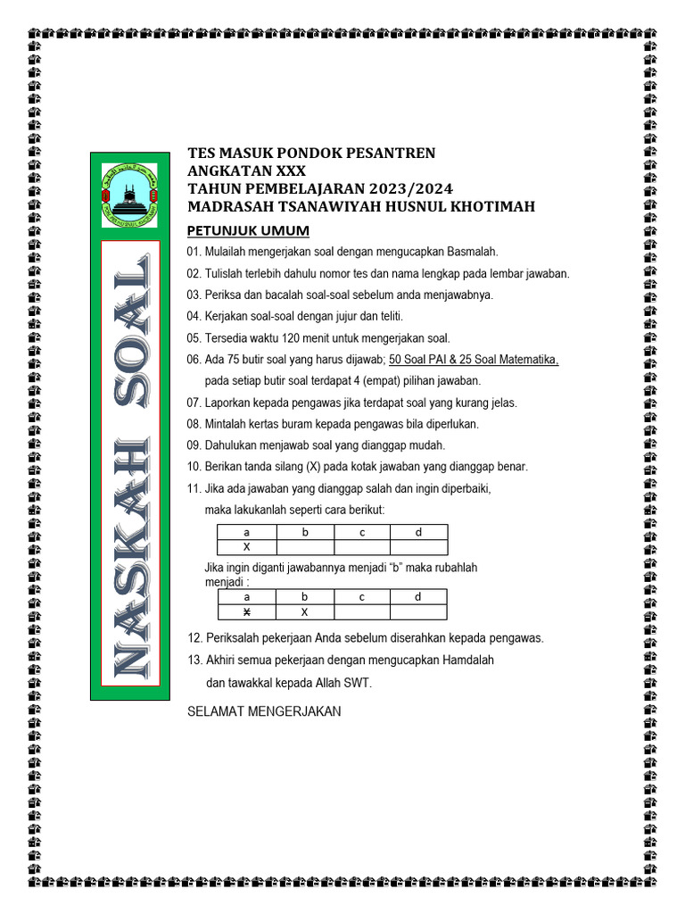 Soal PSB Mts 2023 | PDF