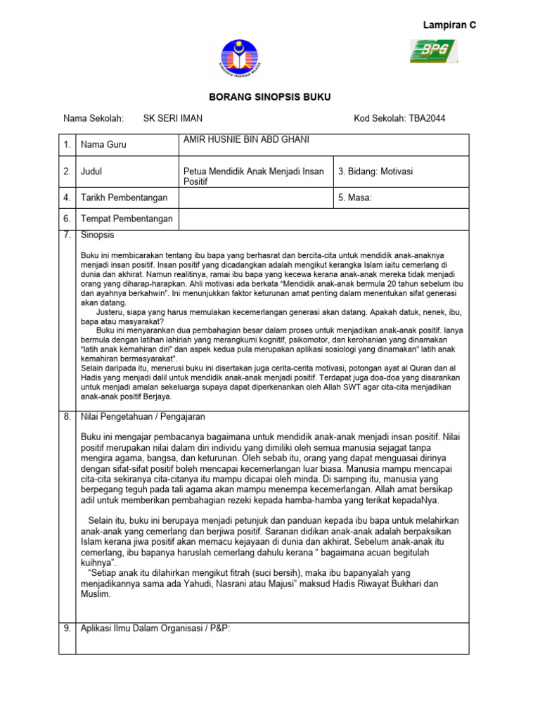 Template Sinopsis Buku 1 | PDF