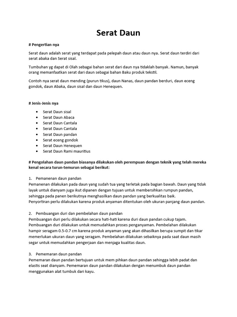 Serat Daun | PDF