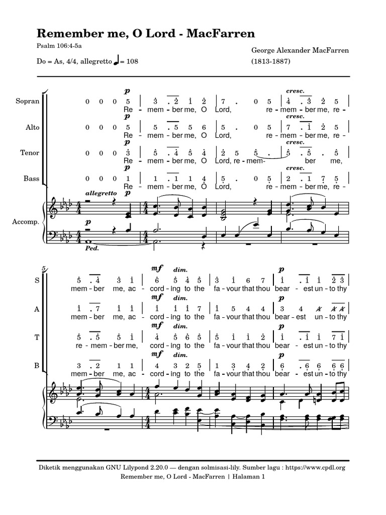 Remember Me, O Lord | PDF | Choral Music | Singing